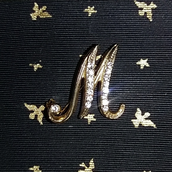 Vintage | Jewelry | Vintage Gold Letter M Pin W Crystals | Poshmark